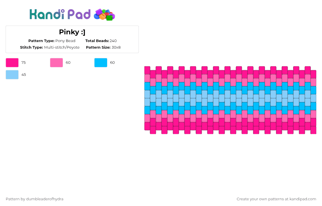 Pinky :] Pony Bead Pattern - Kandi Pad | Kandi Patterns, Fuse Bead ...