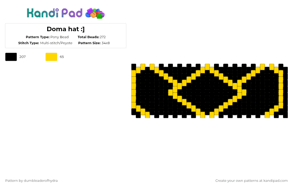 Doma hat :] Pony Bead Pattern - Kandi Pad | Kandi Patterns, Fuse Bead ...