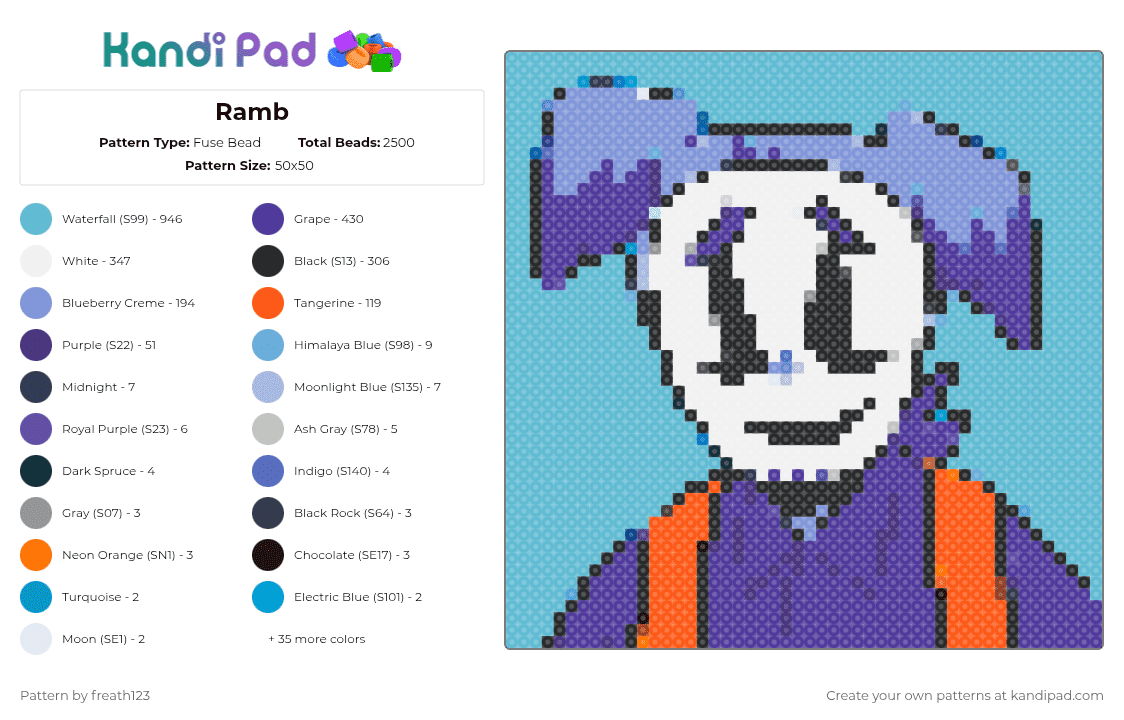 Ramb Fuse Bead Pattern - Kandi Pad | Kandi Patterns, Fuse Bead Patterns ...