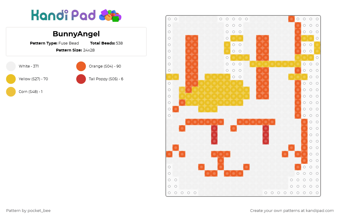 BunnyAngel Fuse Bead Pattern - Kandi Pad | Kandi Patterns, Fuse Bead ...