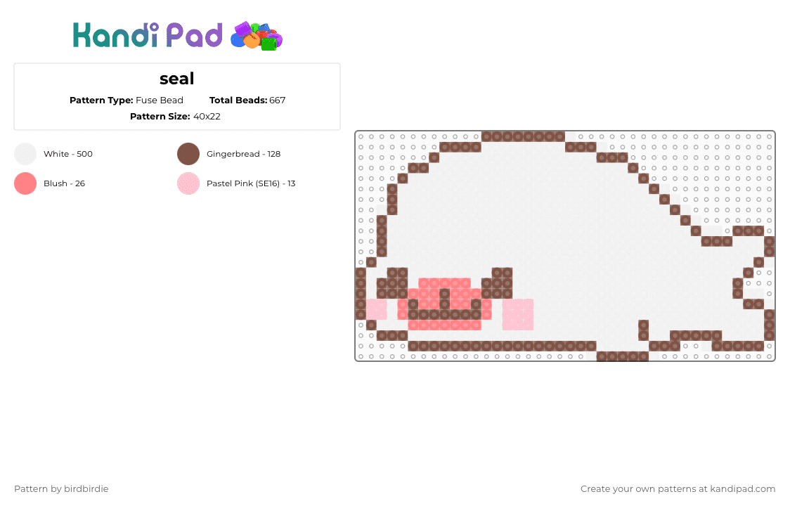 Seal Fuse Bead Pattern - Kandi Pad | Kandi Patterns, Fuse Bead Patterns ...