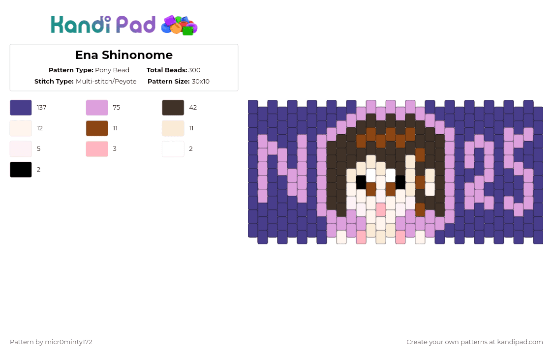 Ena Shinonome Pony Bead Pattern - Kandi Pad | Kandi Patterns, Fuse Bead ...