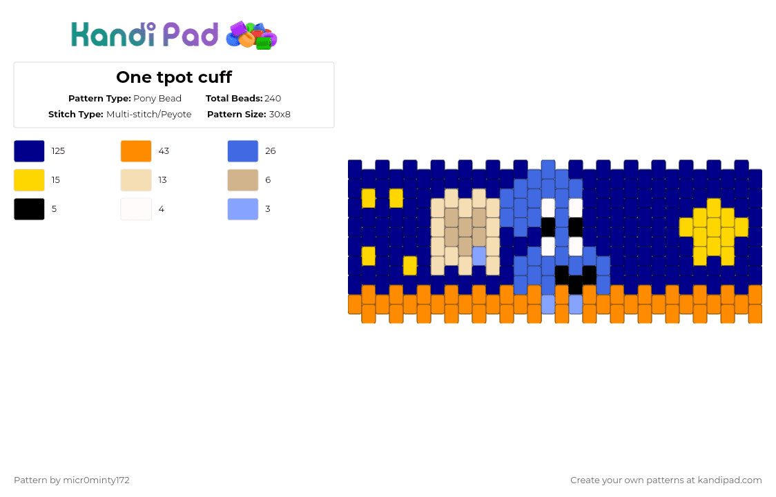 One tpot cuff Pony Bead Pattern - Kandi Pad | Kandi Patterns, Fuse Bead ...