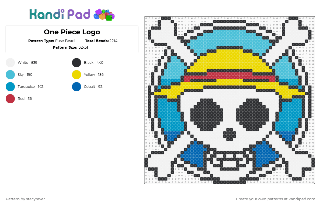 One Piece Logo Fuse Bead Pattern - Kandi Pad | Kandi Patterns, Fuse ...