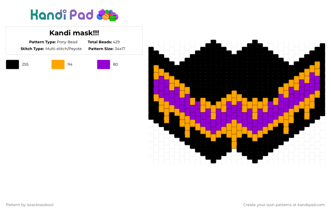 Kandi mask!!! Pony Bead Pattern - Kandi Pad | Kandi Patterns, Fuse Bead ...