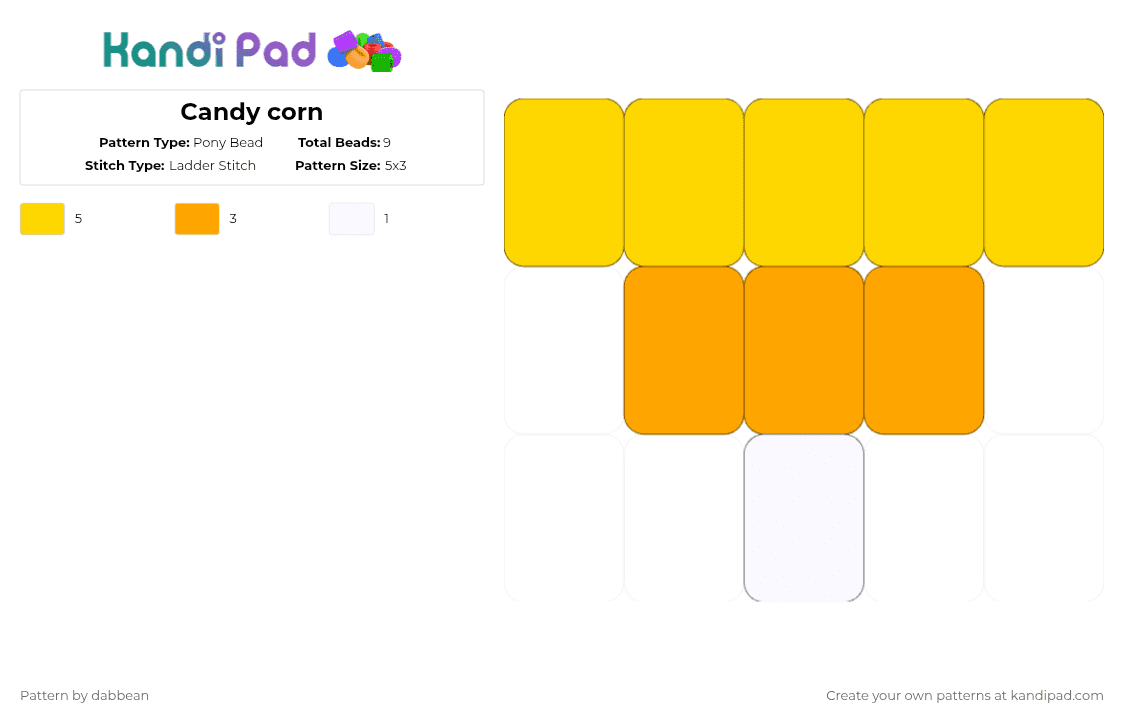 Candy corn Pony Bead Pattern - Kandi Pad | Kandi Patterns, Fuse Bead ...