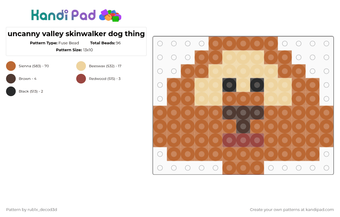 Uncanny valley skinwalker dog thing Fuse Bead Pattern - Kandi Pad ...