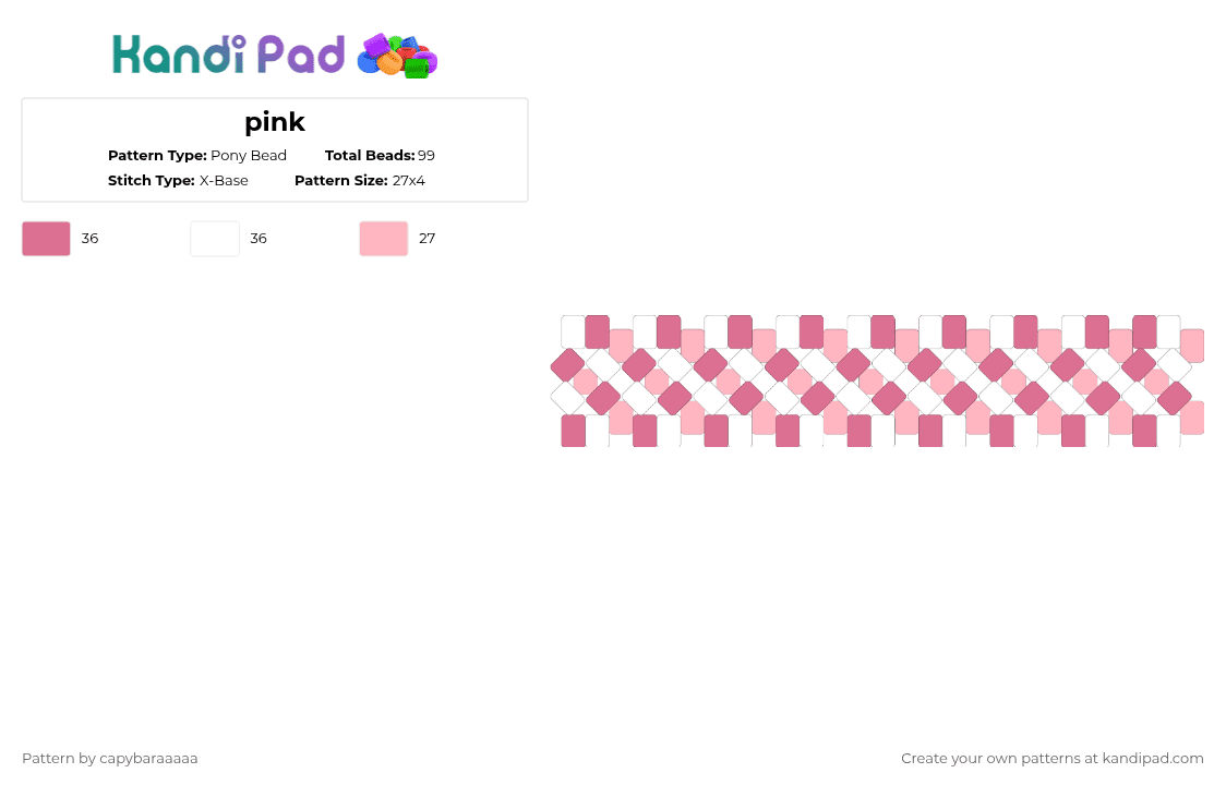 Pink Pony Bead Pattern - Kandi Pad | Kandi Patterns, Fuse Bead Patterns ...