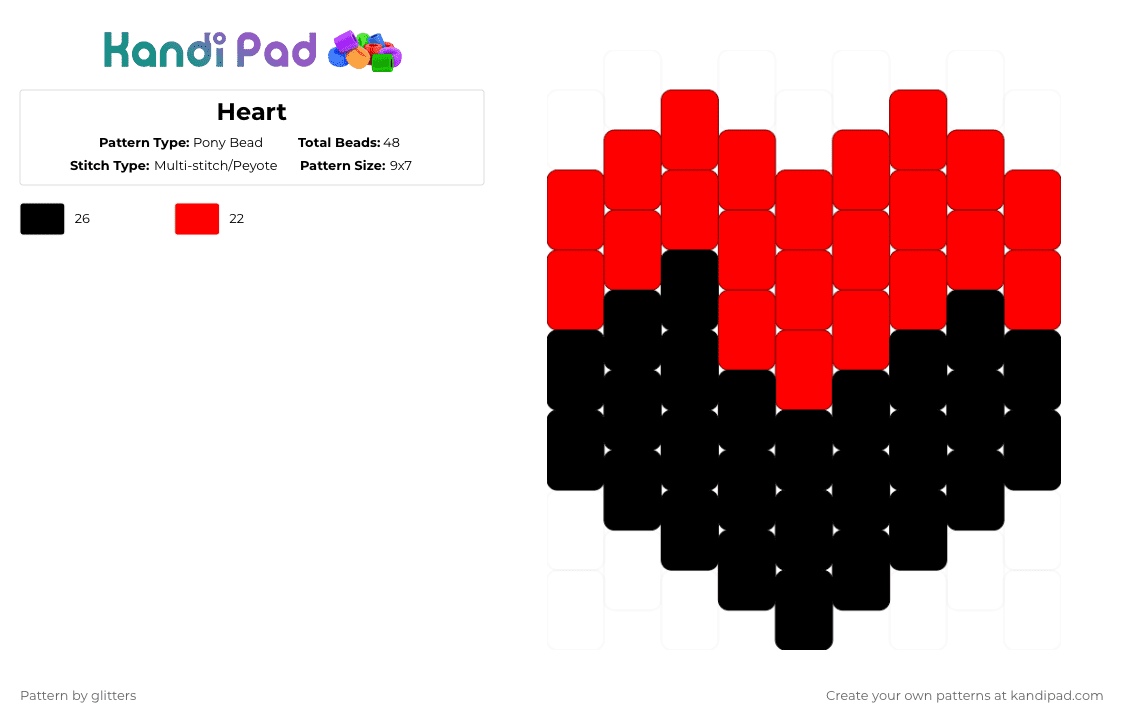 Heart Pony Bead Pattern - Kandi Pad | Kandi Patterns, Fuse Bead ...