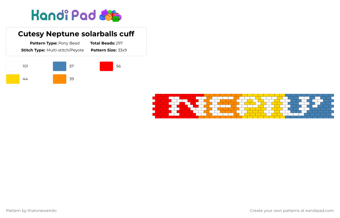 Cutesy Neptune solarballs cuff Pony Bead Pattern - Kandi Pad | Kandi ...