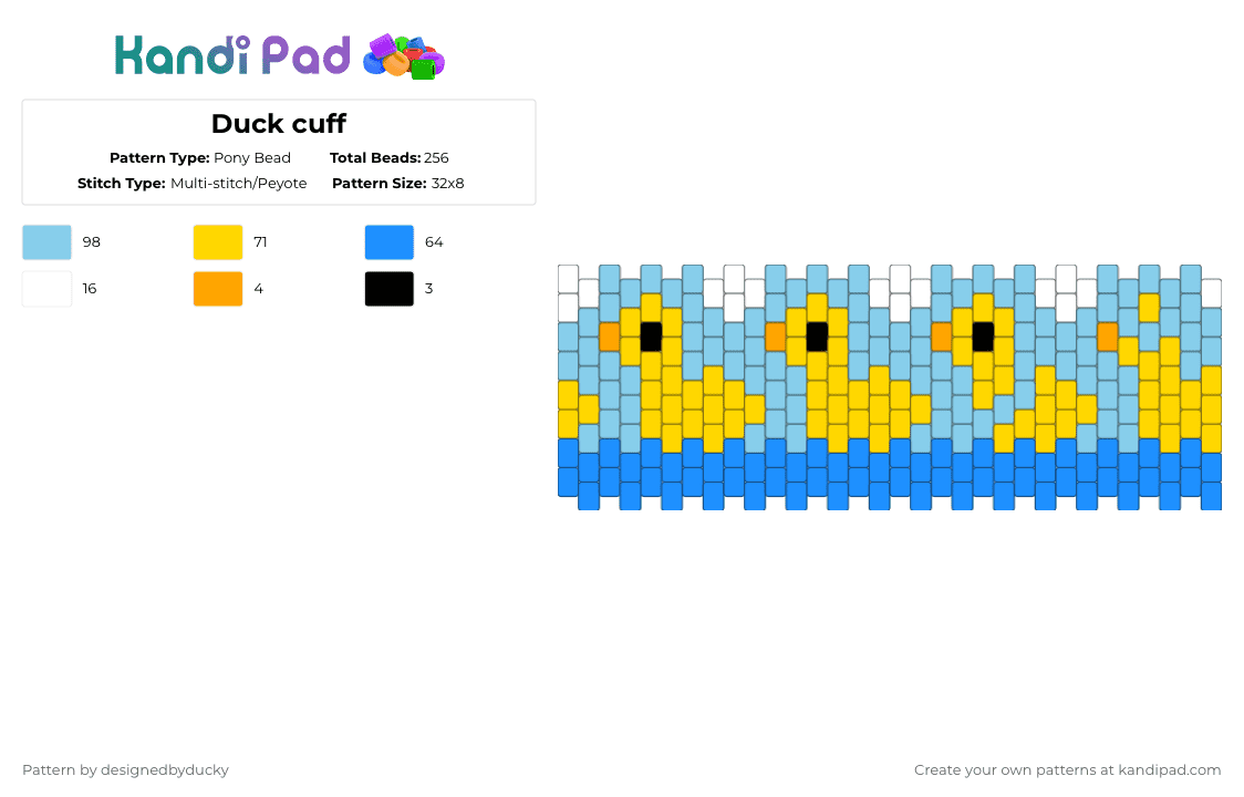 Duck cuff Pony Bead Pattern - Kandi Pad | Kandi Patterns, Fuse Bead ...