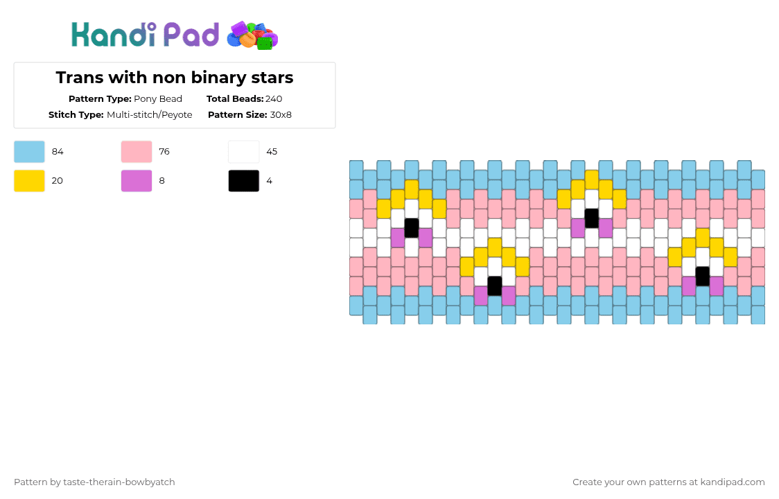 Trans with non binary stars Pony Bead Pattern - Kandi Pad | Kandi ...
