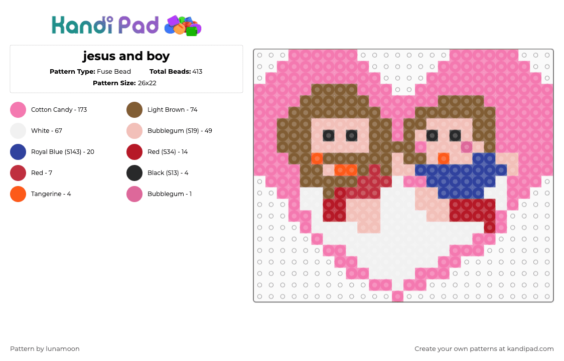 Jesus and boy Fuse Bead Pattern - Kandi Pad | Kandi Patterns, Fuse Bead ...