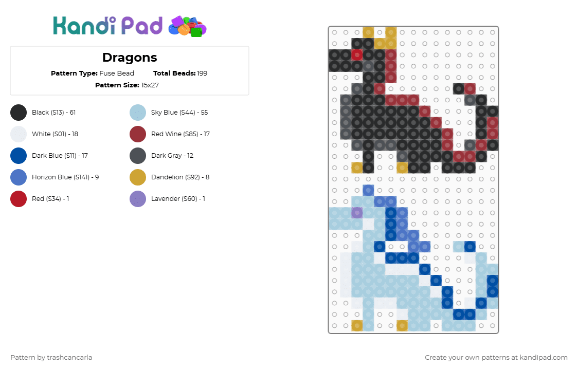 Dragons Fuse Bead Pattern - Kandi Pad | Kandi Patterns, Fuse Bead ...