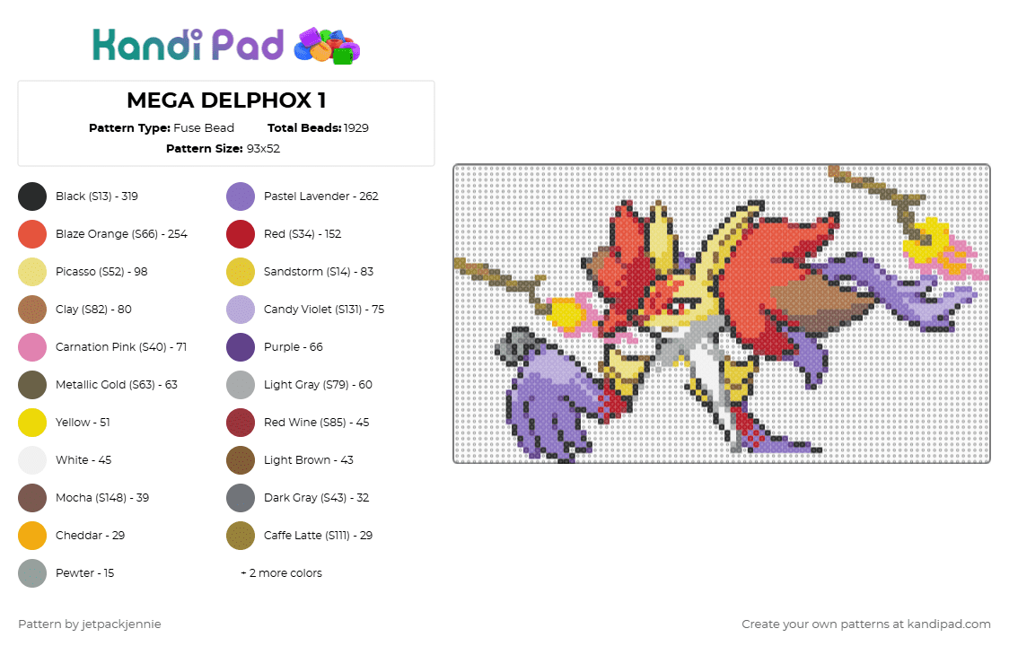 MEGA DELPHOX 1 Fuse Bead Pattern - Kandi Pad | Kandi Patterns, Fuse ...