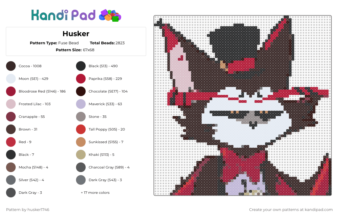 Husker Fuse Bead Pattern - Kandi Pad | Kandi Patterns, Fuse Bead ...