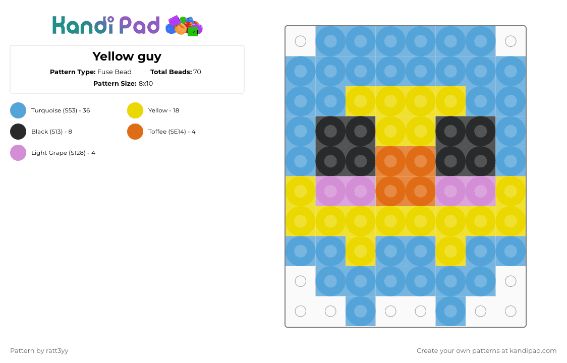 Yellow guy Fuse Bead Pattern - Kandi Pad | Kandi Patterns, Fuse Bead ...