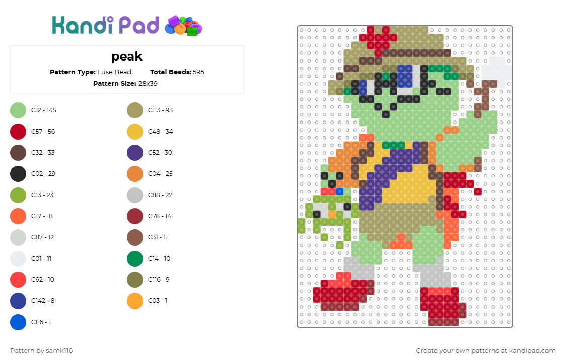 Peak Fuse Bead Pattern - Kandi Pad | Kandi Patterns, Fuse Bead Patterns ...