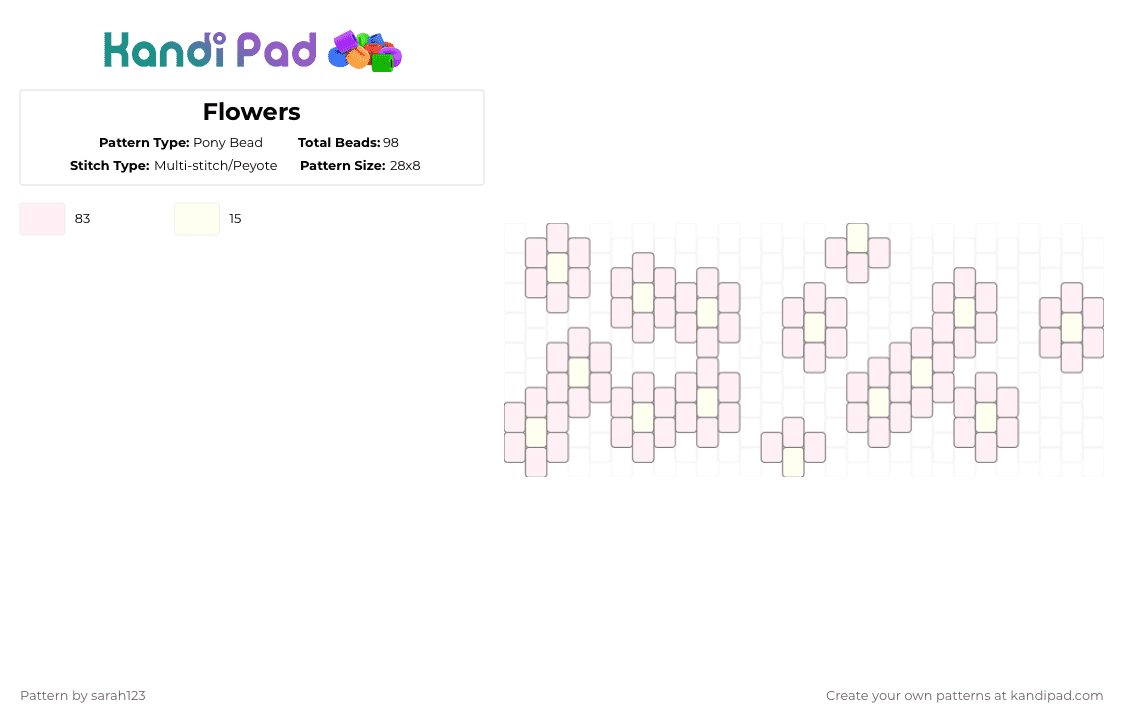 Flowers Pony Bead Pattern - Kandi Pad | Kandi Patterns, Fuse Bead ...