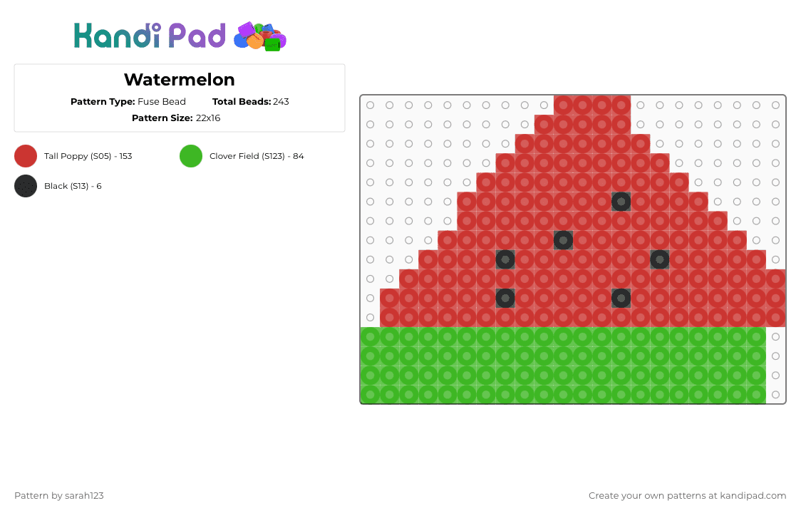 Watermelon Fuse Bead Pattern - Kandi Pad | Kandi Patterns, Fuse Bead ...