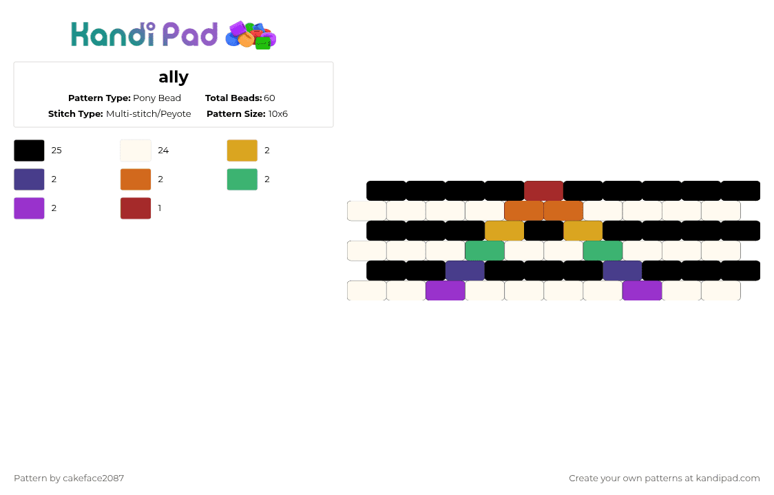 Ally Pony Bead Pattern - Kandi Pad | Kandi Patterns, Fuse Bead Patterns ...