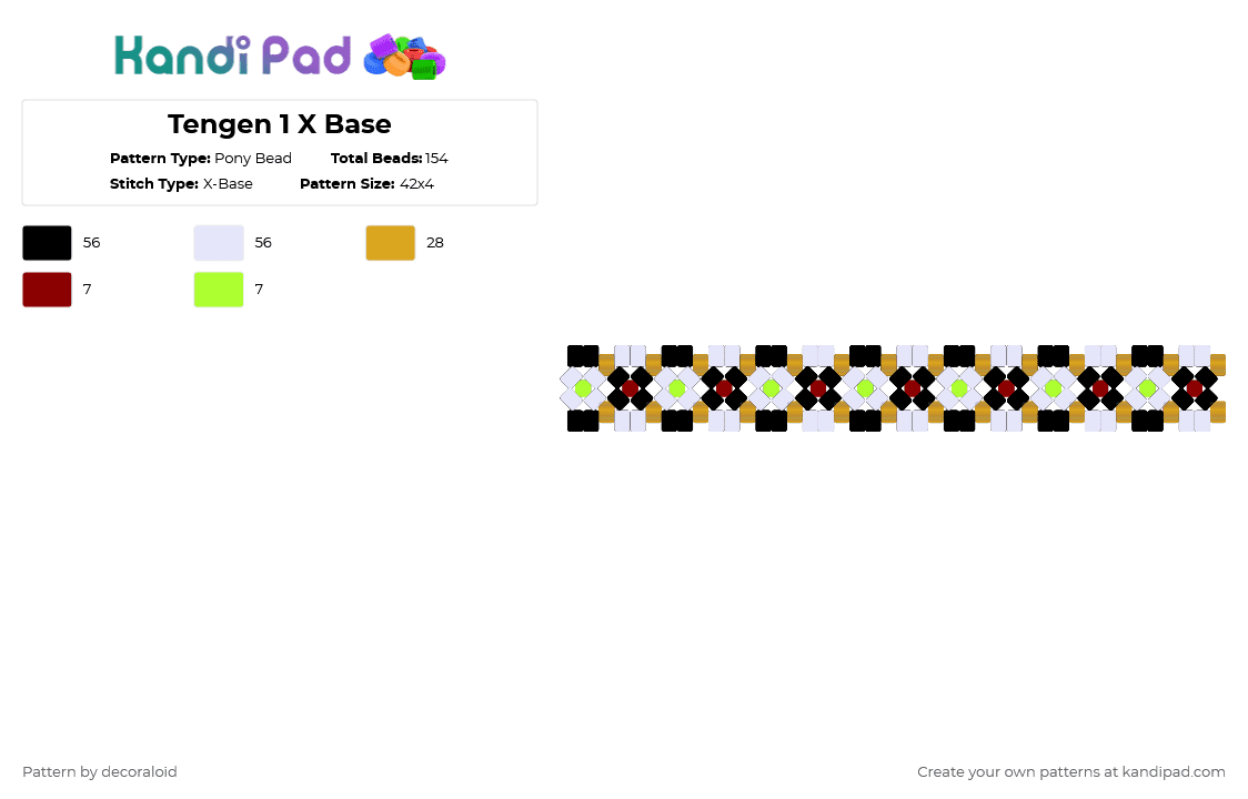 Tengen 1 X Base Pony Bead Pattern - Kandi Pad | Kandi Patterns, Fuse ...