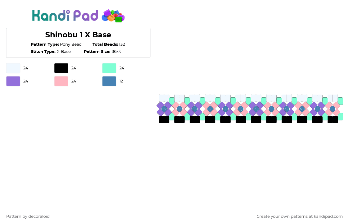 Shinobu 1 X Base Pony Bead Pattern - Kandi Pad | Kandi Patterns, Fuse ...