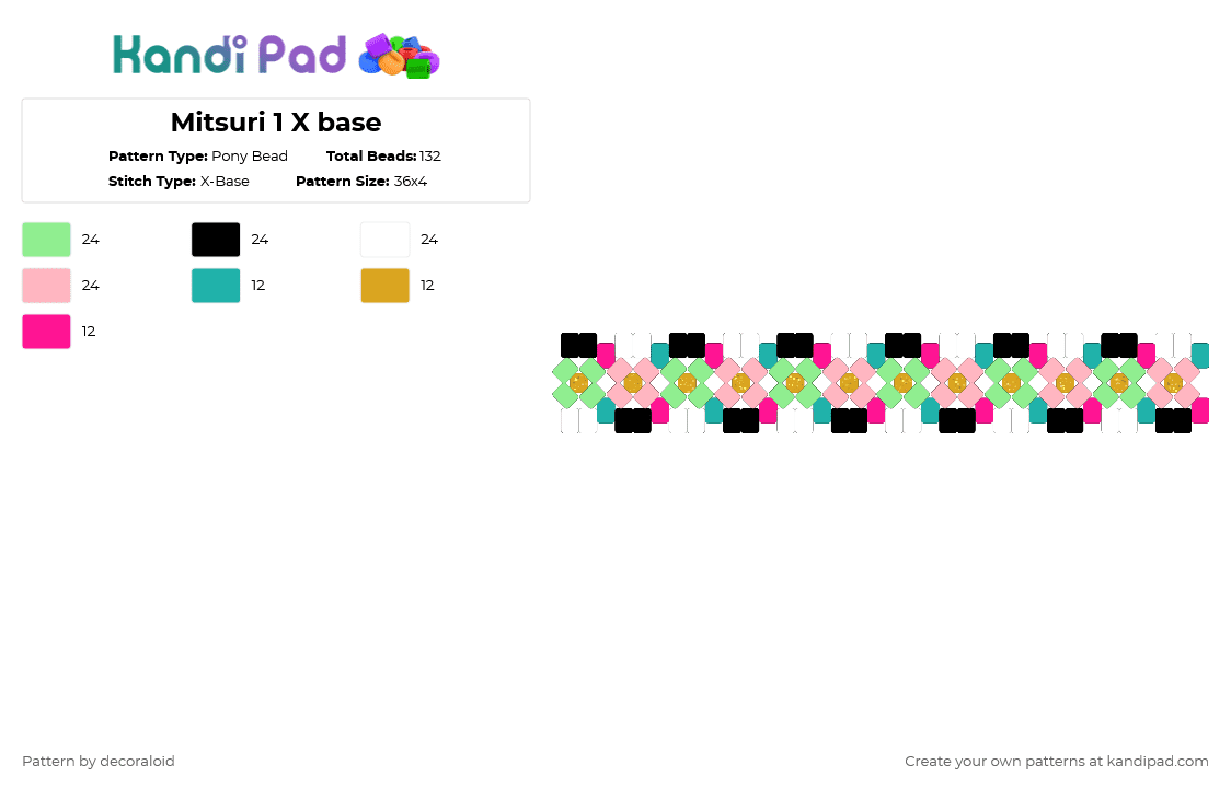 Mitsuri 1 X base Pony Bead Pattern - Kandi Pad | Kandi Patterns, Fuse ...
