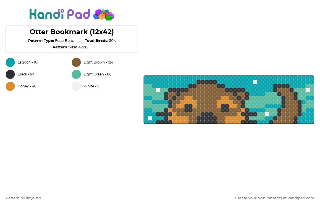 Otter Bookmark (12x42) Fuse Bead Pattern - Kandi Pad | Kandi Patterns ...