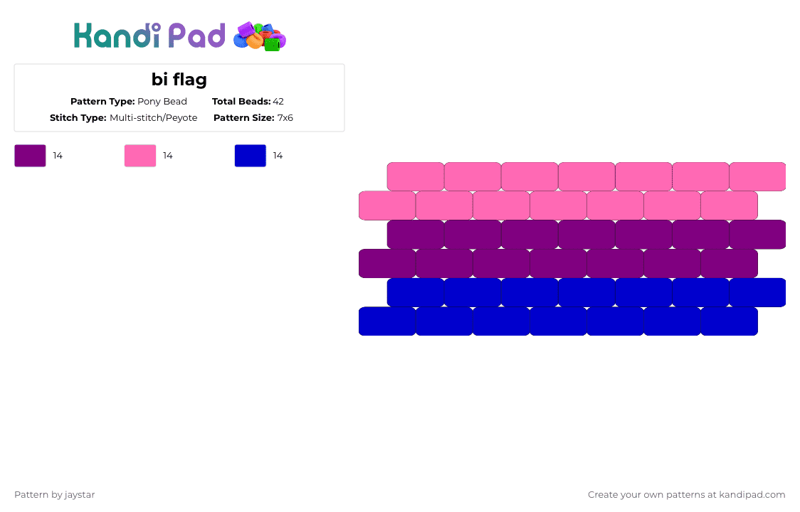 Bi flag Pony Bead Pattern - Kandi Pad | Kandi Patterns, Fuse Bead ...
