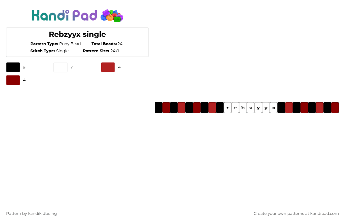Rebzyyx single Pony Bead Pattern - Kandi Pad | Kandi Patterns, Fuse ...