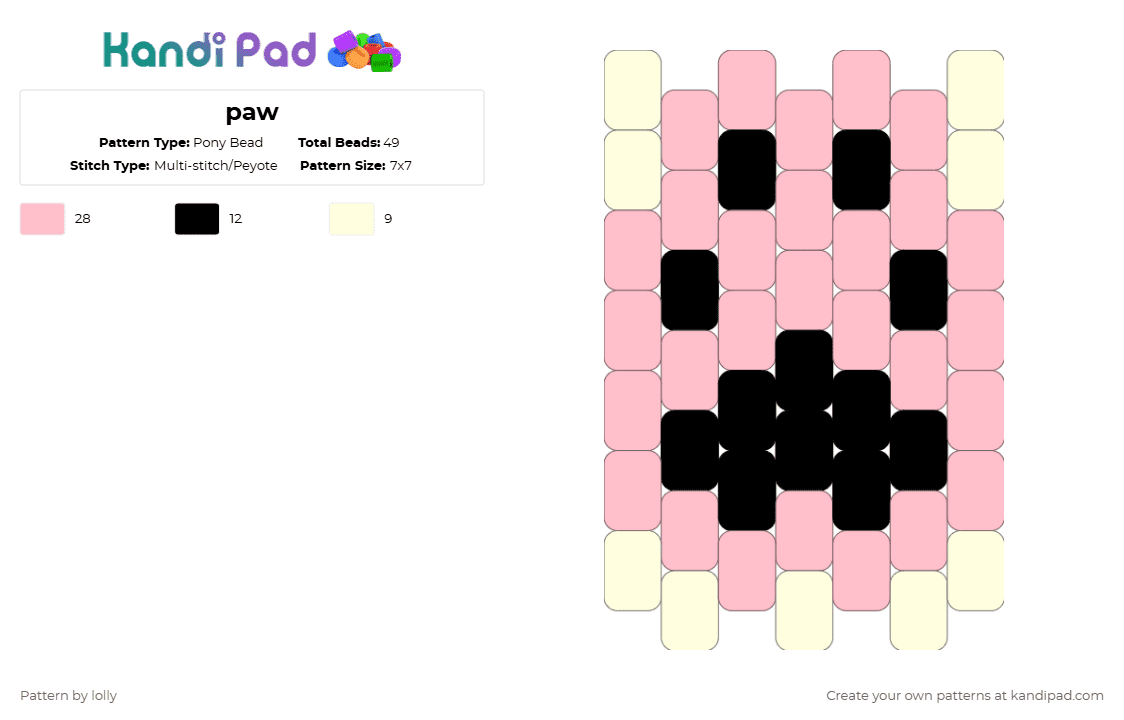 Paw Pony Bead Pattern - Kandi Pad | Kandi Patterns, Fuse Bead Patterns ...
