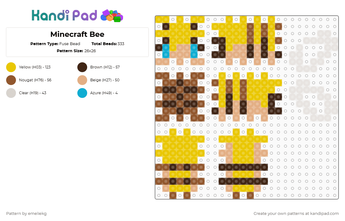 Minecraft Bee Fuse Bead Pattern - Kandi Pad | Kandi Patterns, Fuse Bead ...
