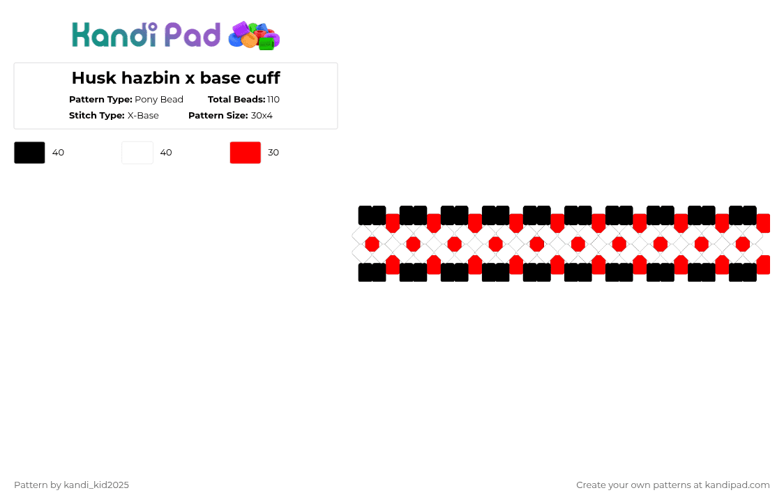 Husk hazbin x base cuff Pony Bead Pattern - Kandi Pad | Kandi Patterns ...