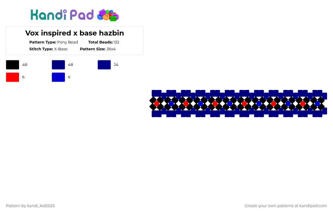 Vox inspired x base hazbin Pony Bead Pattern - Kandi Pad | Kandi ...
