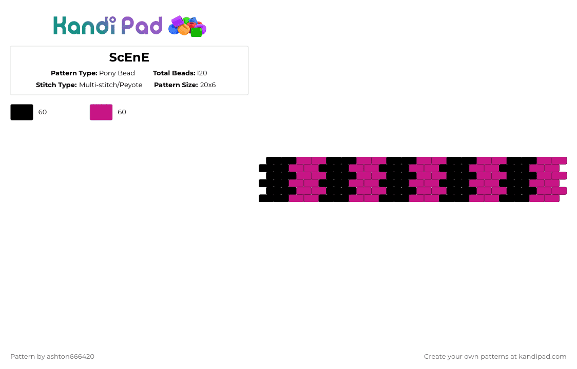 ScEnE Pony Bead Pattern - Kandi Pad | Kandi Patterns, Fuse Bead ...