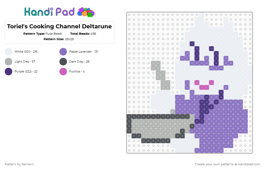 Toriel's Cooking Channel Deltarune Fuse Bead Pattern - Kandi Pad ...