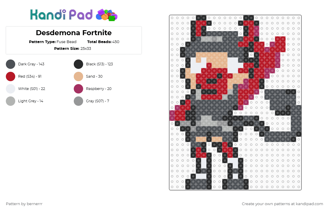 Desdemona Fortnite Fuse Bead Pattern - Kandi Pad | Kandi Patterns, Fuse ...