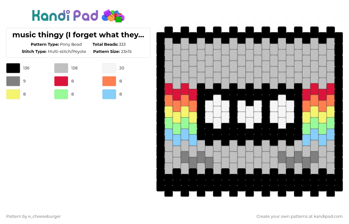 Music thingy (I forget what they're called) Pony Bead Pattern - Kandi ...