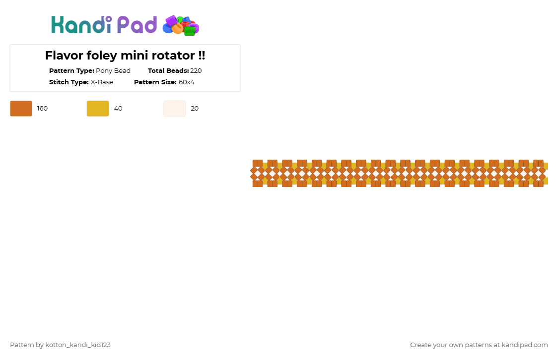 Flavor foley mini rotator !! Pony Bead Pattern - Kandi Pad | Kandi ...