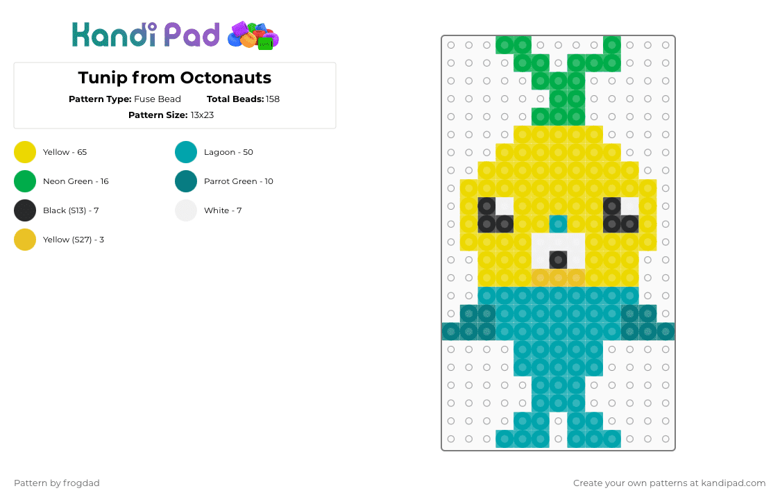 Tunip from Octonauts Fuse Bead Pattern - Kandi Pad | Kandi Patterns ...