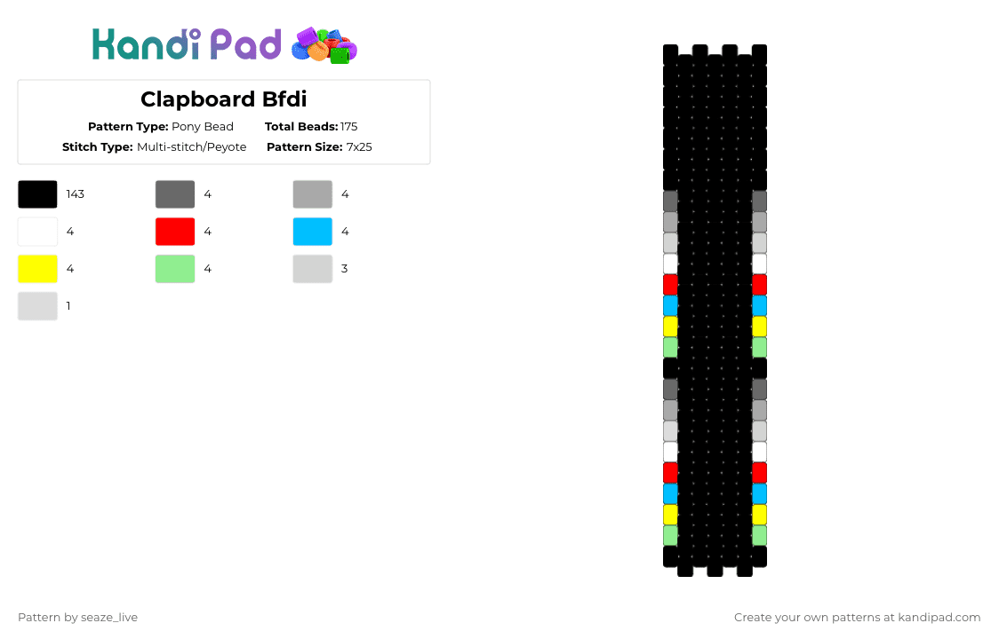 Clapboard Bfdi Pony Bead Pattern - Kandi Pad | Kandi Patterns, Fuse ...