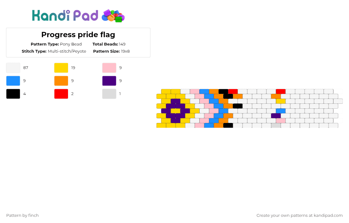Progress pride flag Pony Bead Pattern - Kandi Pad | Kandi Patterns ...