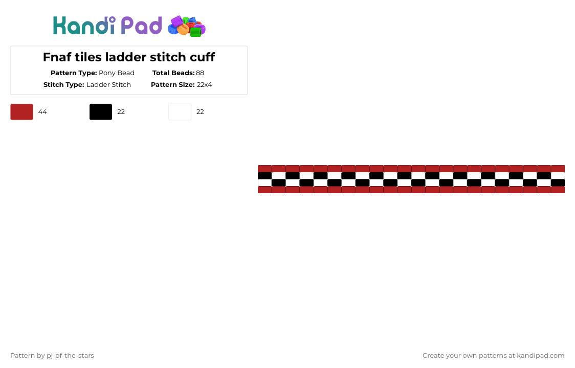 Fnaf tiles ladder stitch cuff Pony Bead Pattern - Kandi Pad | Kandi ...