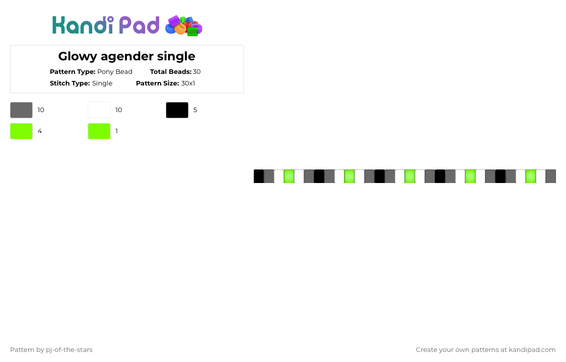 Glowy agender single Pony Bead Pattern - Kandi Pad | Kandi Patterns ...