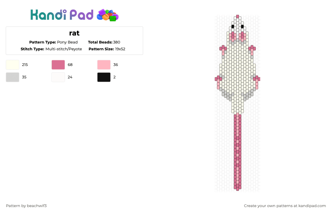 Rat Pony Bead Pattern - Kandi Pad | Kandi Patterns, Fuse Bead Patterns ...