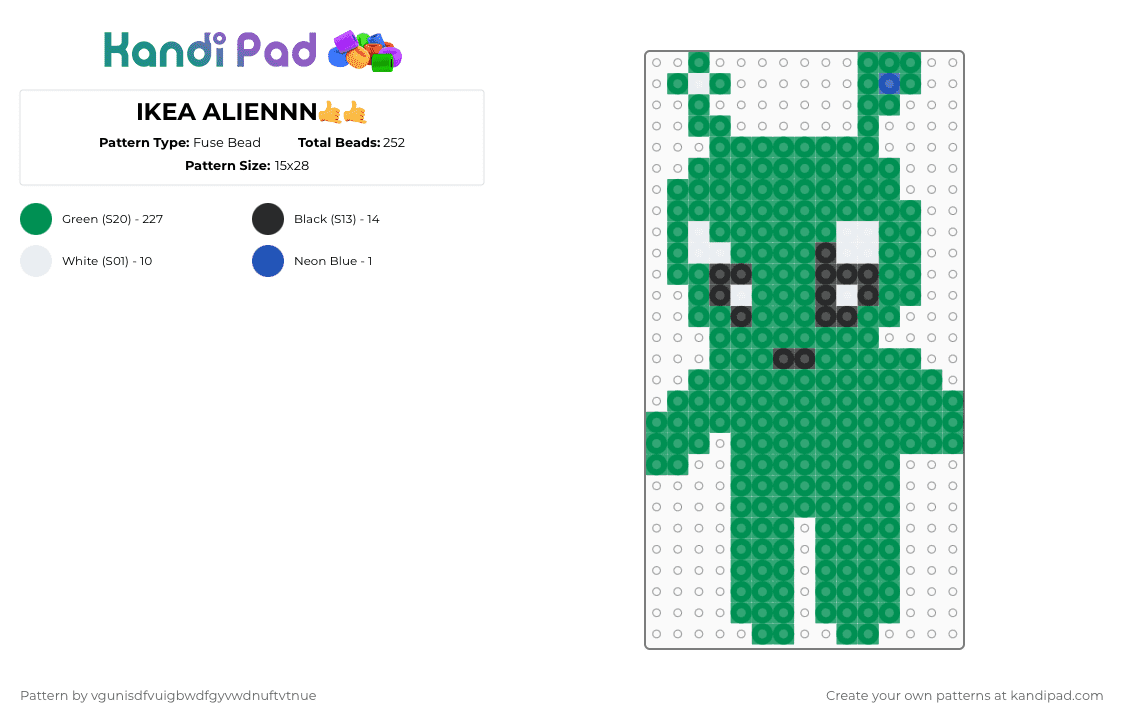 IKEA ALIENNN🤙🤙 Fuse Bead Pattern - Kandi Pad | Kandi Patterns, Fuse ...