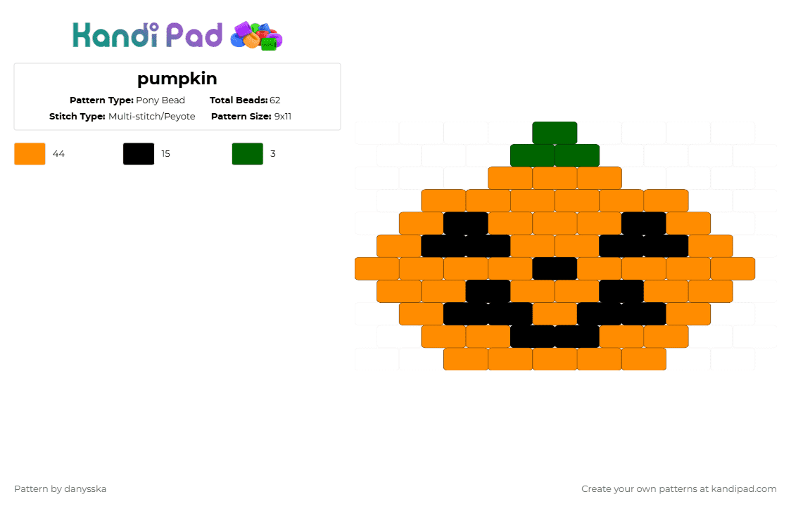 Pumpkin Pony Bead Pattern - Kandi Pad | Kandi Patterns, Fuse Bead ...