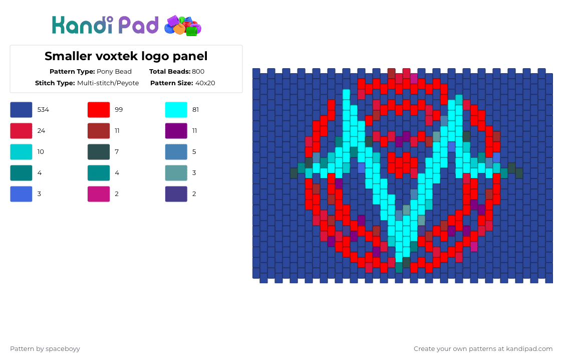 Smaller voxtek logo panel Pony Bead Pattern - Kandi Pad | Kandi ...