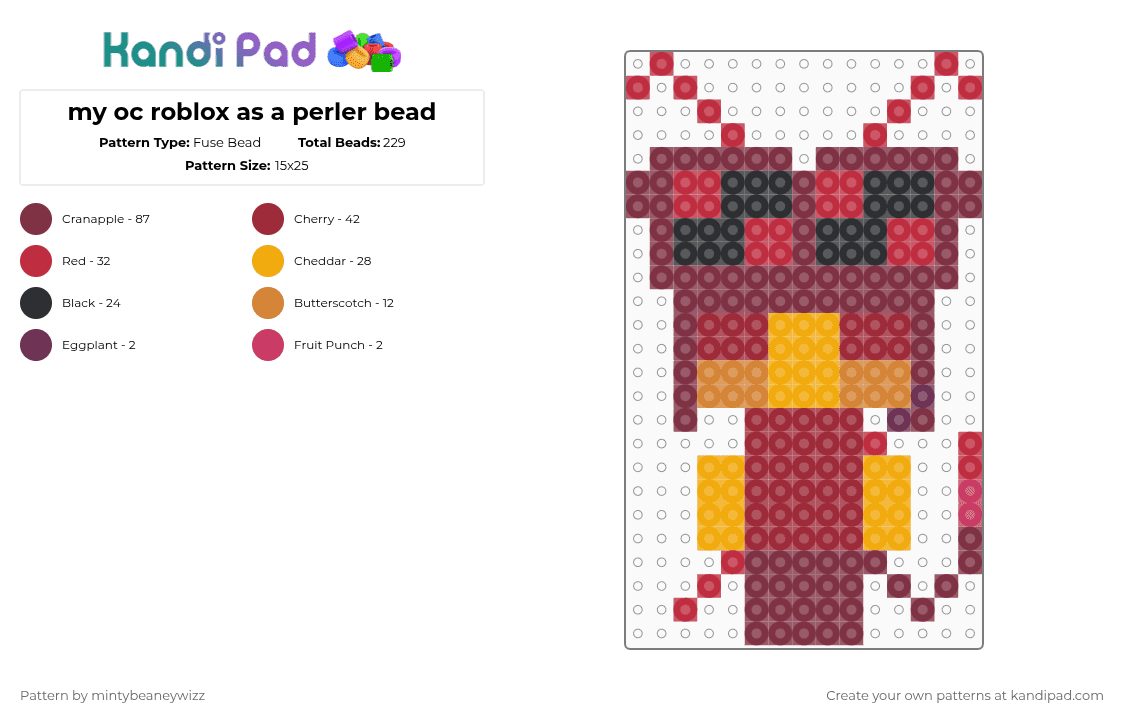 My oc roblox as a perler bead Fuse Bead Pattern - Kandi Pad | Kandi ...